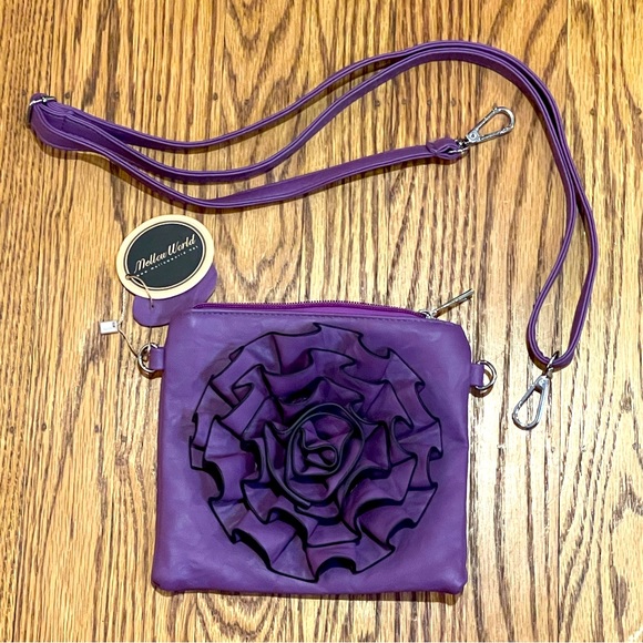 Mellow World | Bags | Mellow World Leather Purple Flower Crossbody ...